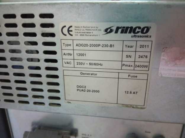 Trade OSMI parts & surplus inventory Rinco Ultrasonics Standard 3000 ...